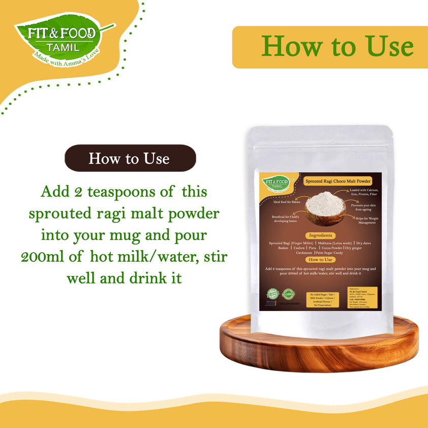 Sprouted Ragi Choco Malt Powder – fitandfoodtamil